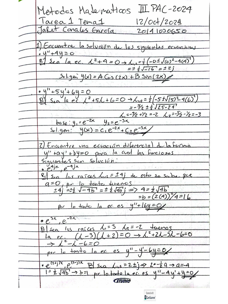 Metodos Matematicos_Tarea1 | PDF