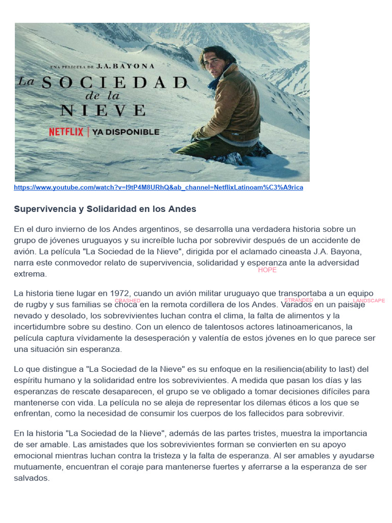 La Sociedad de La Nieve | PDF