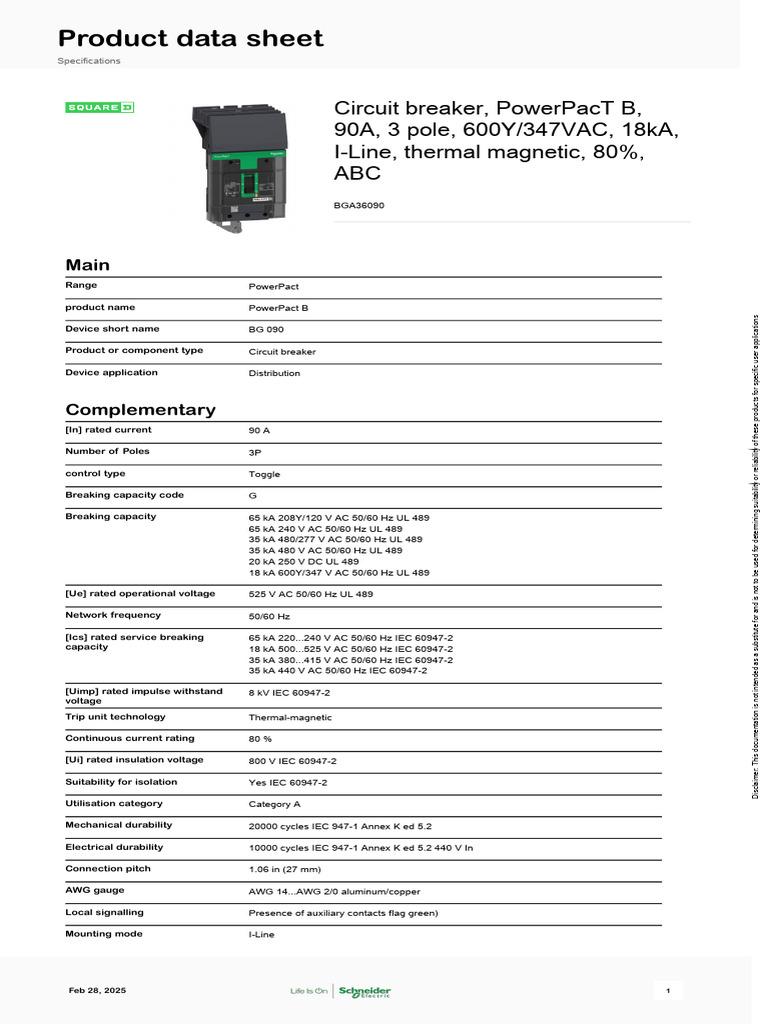 Schneider Electric - PowerPact-BFrame-Molded-Case-Circuit-Breakers ...
