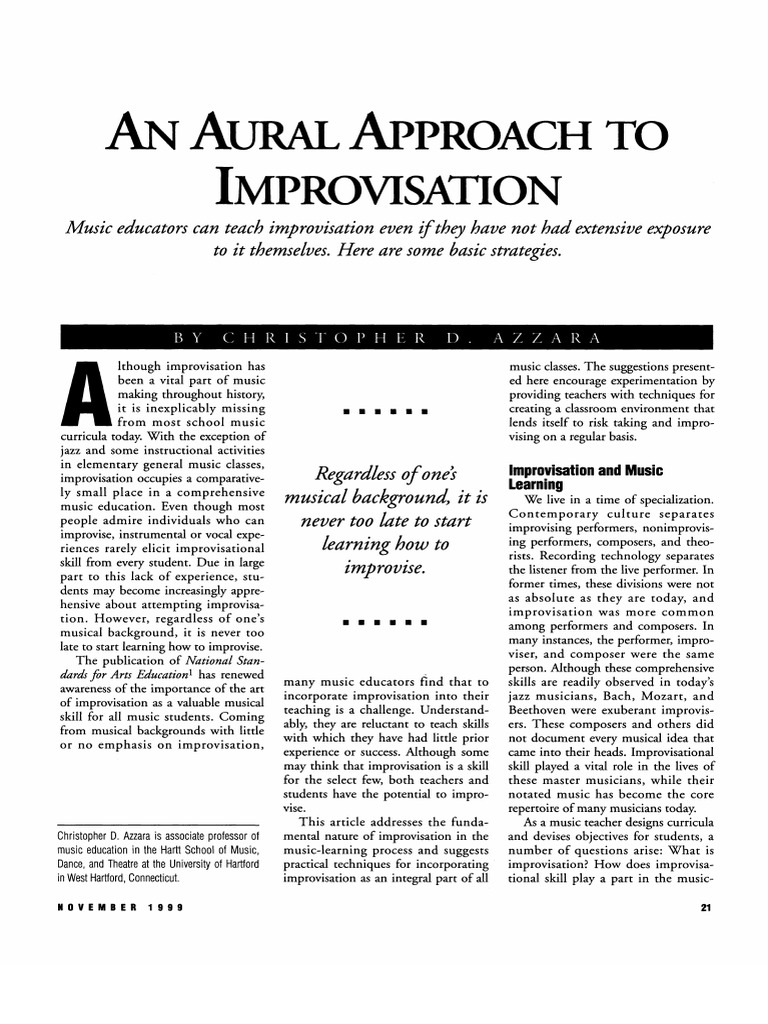 AN Approach: Aural Improvisation | PDF | Harmony | Rhythm