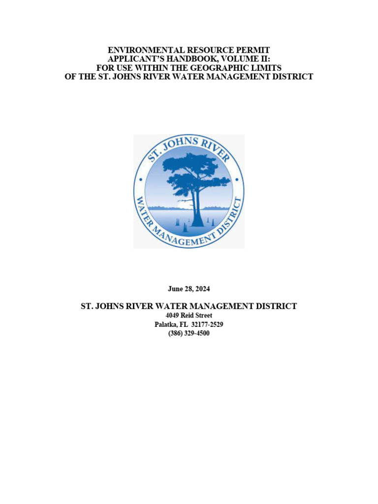 SJRWMD Applicants Handbook Volume II 6-28-24 | PDF | Stormwater | Stream