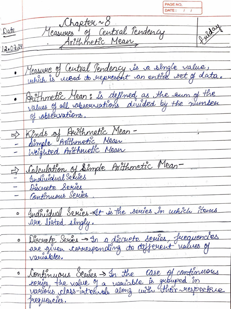 Ch-8 (Arithmetic Mean) | PDF