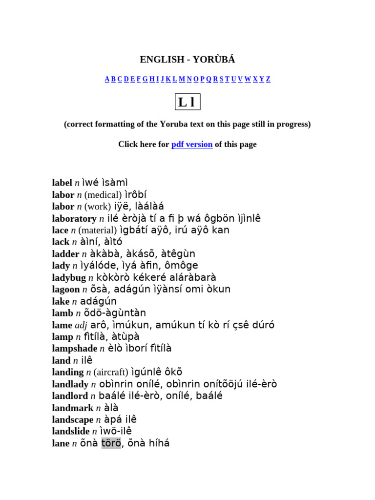 YORUBA L | PDF