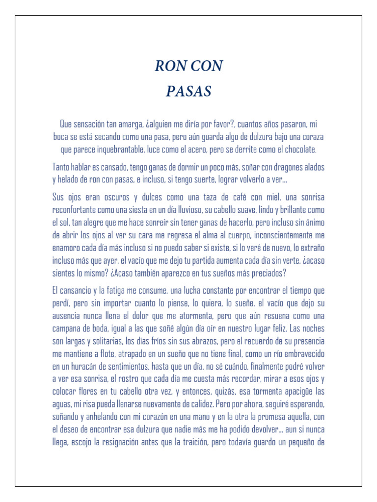 Ron con Pasas: Cartas de Amor y Nostalgia | PDF