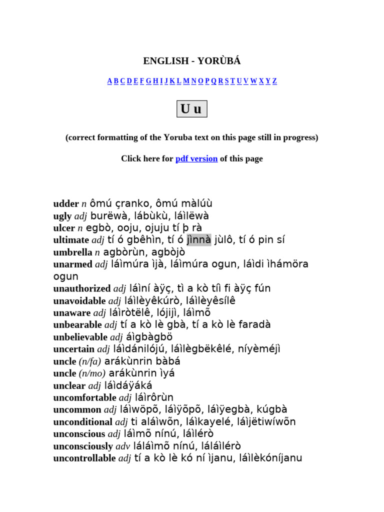 Yoruba U | PDF