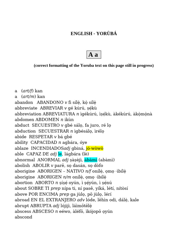 YORUBA | PDF