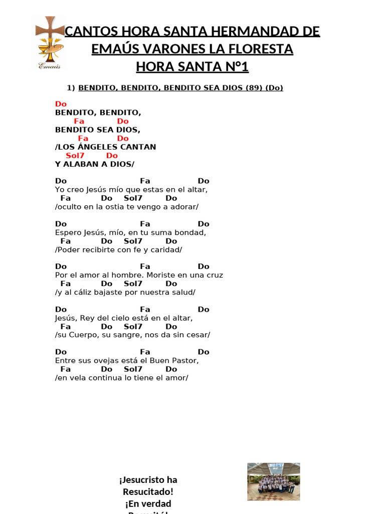Cantos Hora Santa N°1 | PDF | Cristo (título) | eucaristía