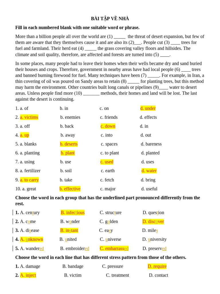 BÀI TẬP VỀ NHÀ UNIT 9 | PDF | Tsunami | Coast