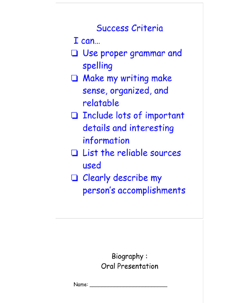 Success Criteria | PDF
