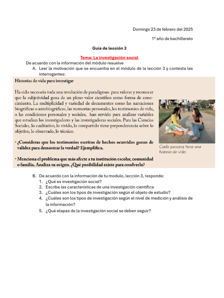 Guia de Trabajo 1°bach U1 L3 | PDF