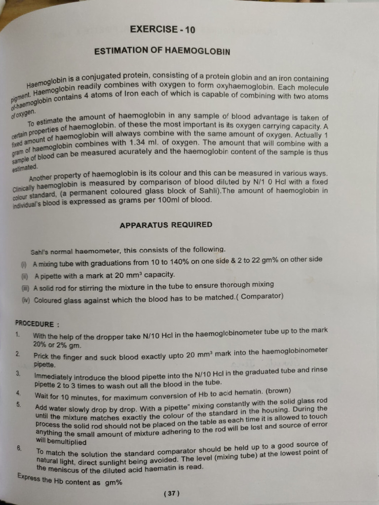 physio record | PDF | Hemoglobin | Physical Chemistry