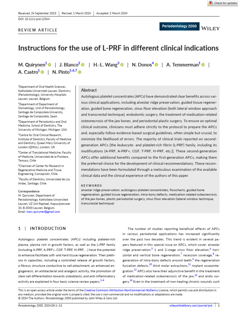 Periodontology 2000 - 2024 - Quirynen - Instructions For The Use of L ...