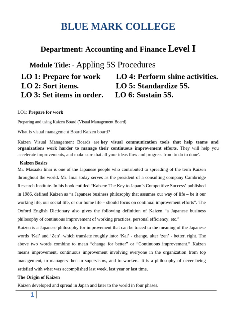 Apply 5s Procedure I - Copy-1 | PDF | Occupational Safety And Health ...