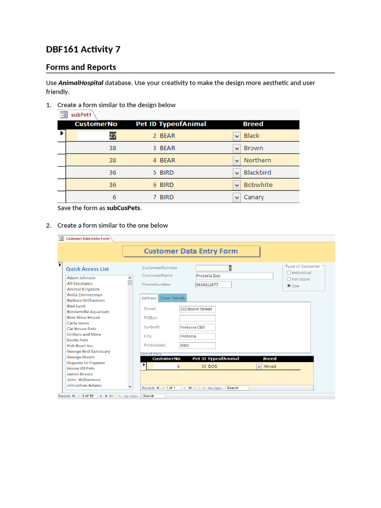 DBF161 Activity 7 - Forms and Reports | PDF