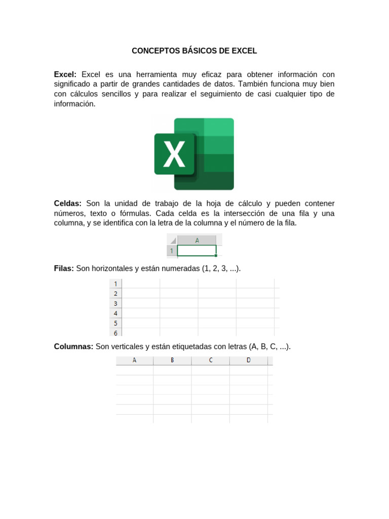 Conceptos Básicos de Excel | PDF | Microsoft Excel | Hoja de cálculo