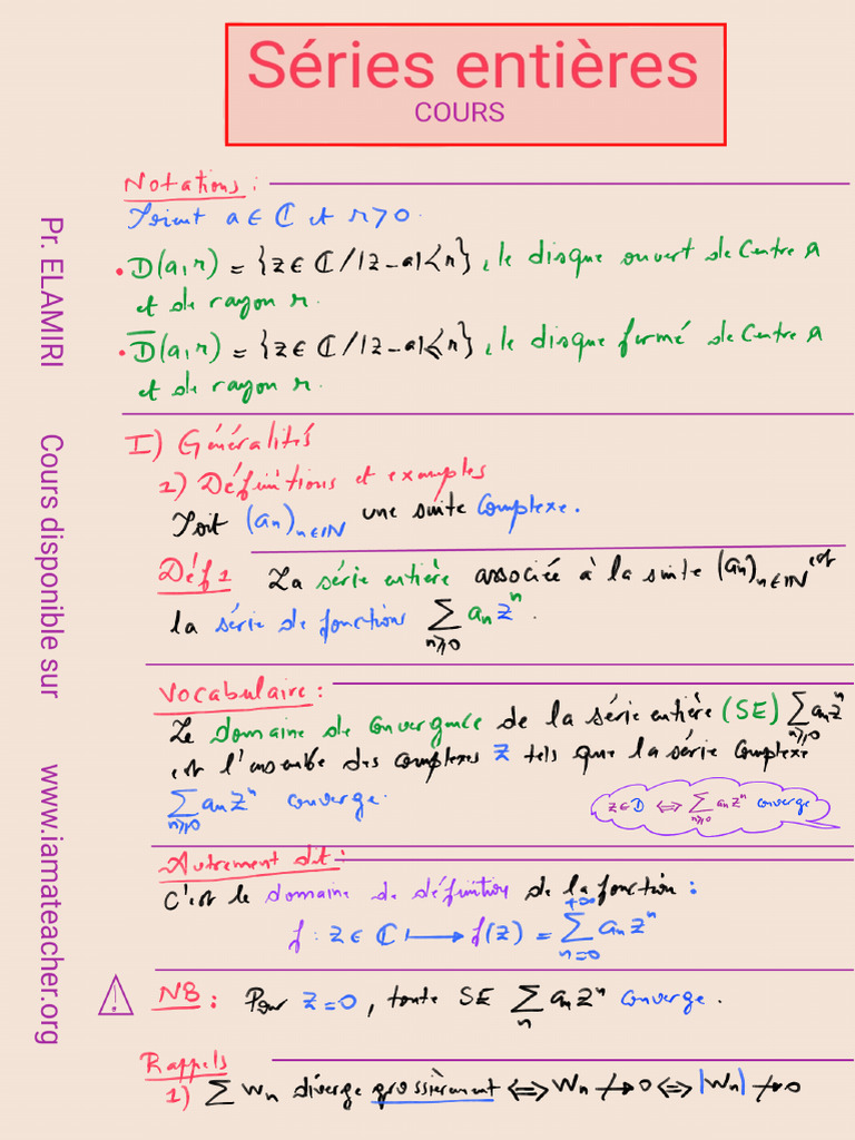 Cours Séries Entières | PDF