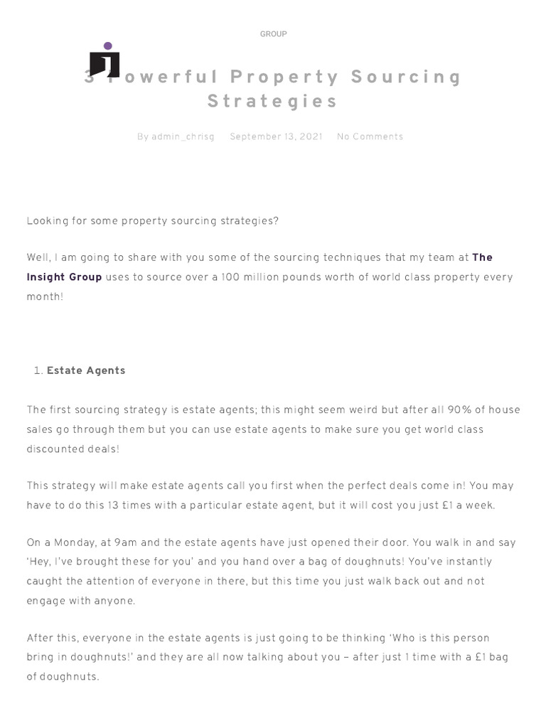 3 Powerful Property Sourcing Strategies _ The Insight Group | PDF ...