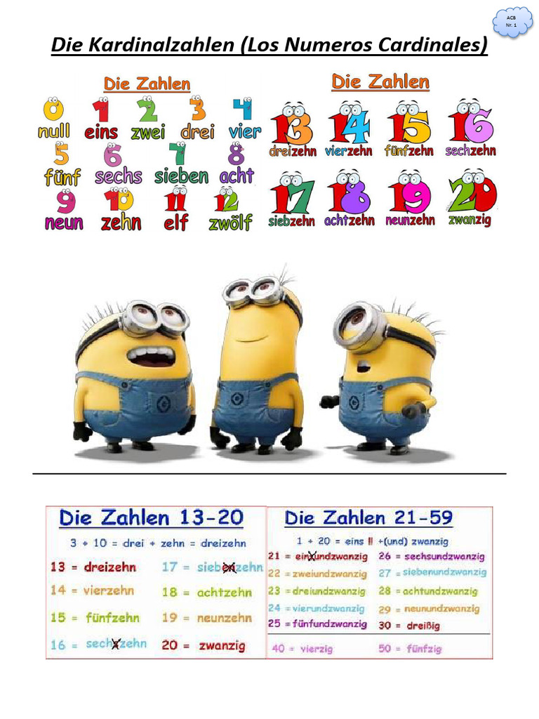 Publicación 3A Die Kardinalzahlen (Explicación y Tarea) (1) | PDF
