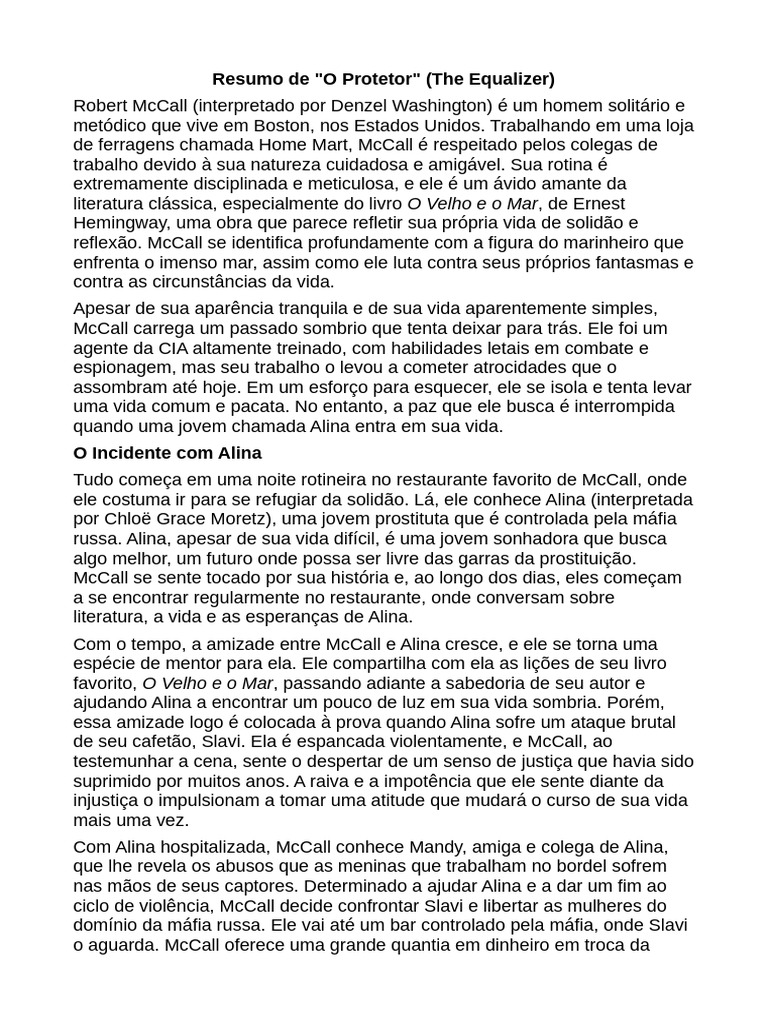 Resumo O Protetor 1 Editado | PDF