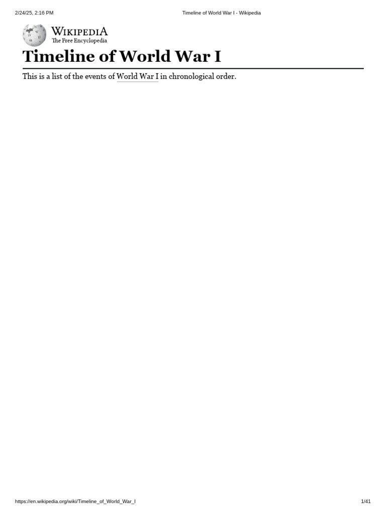 Timeline of World War I - Wikipedia | PDF | Gallipoli Campaign | World ...