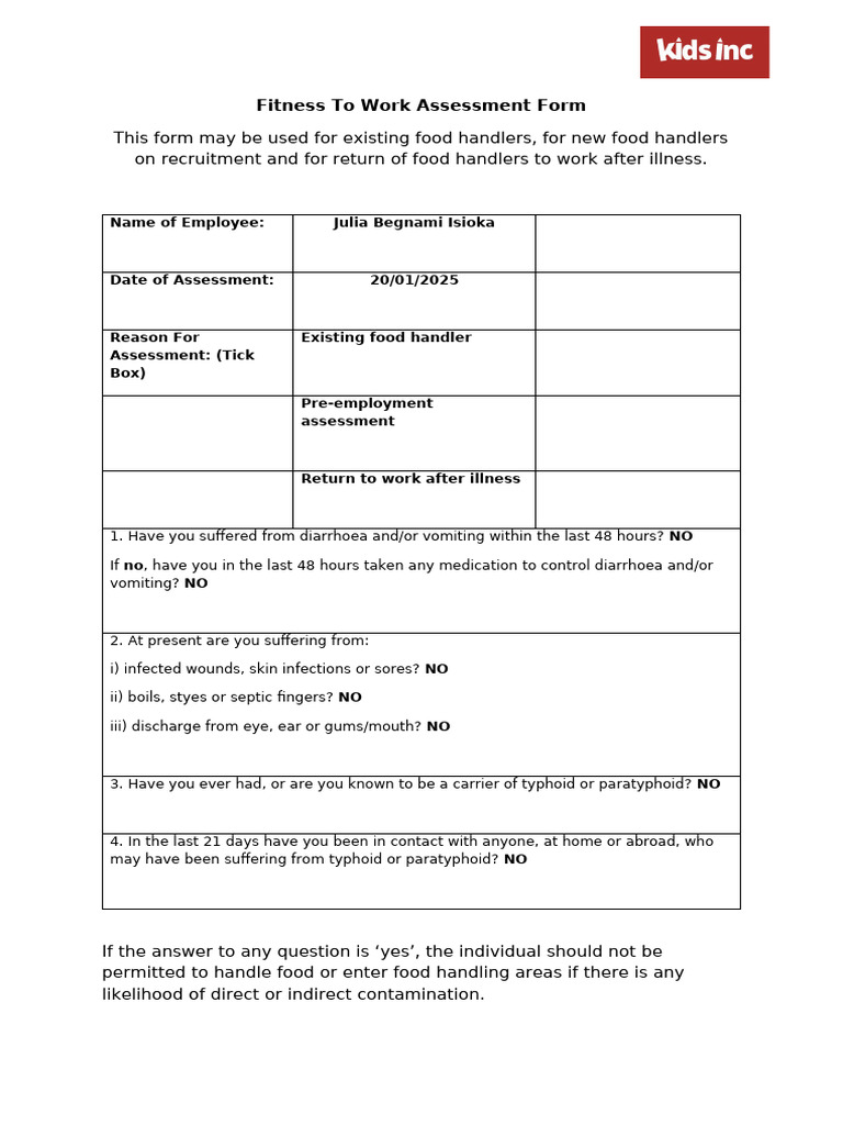 Health Pre Screening | PDF