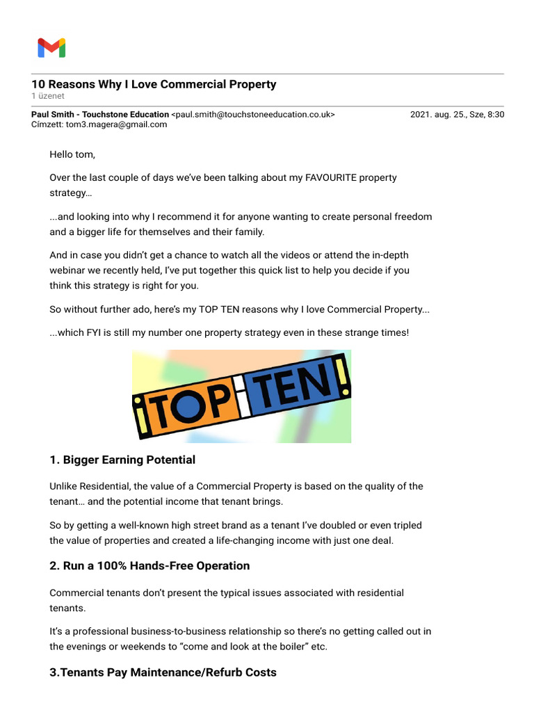 10 Reasons Why I Love Commercial Property | PDF | Lease | Economies