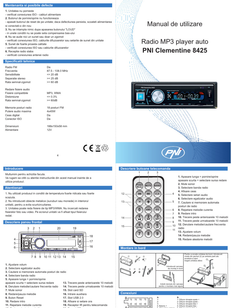 Manual Utilizare Pni 8425 Ro en BG Hu - 250301 - 004033 | PDF