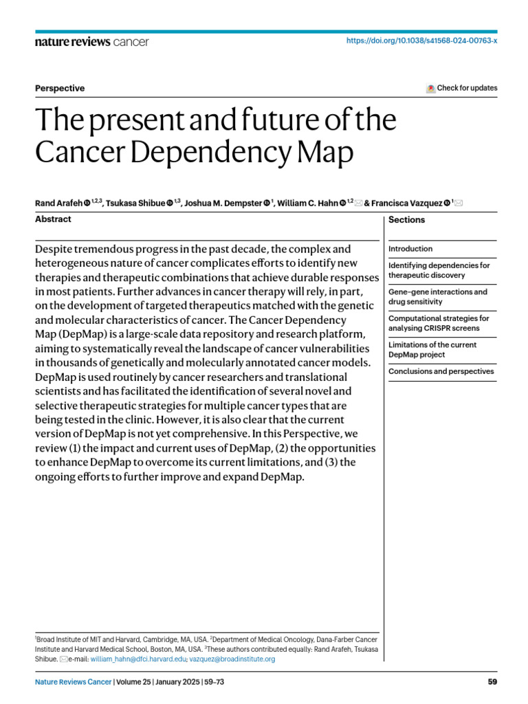 Future of the Cancer Dependency Map | PDF | Cancer | Oncogene