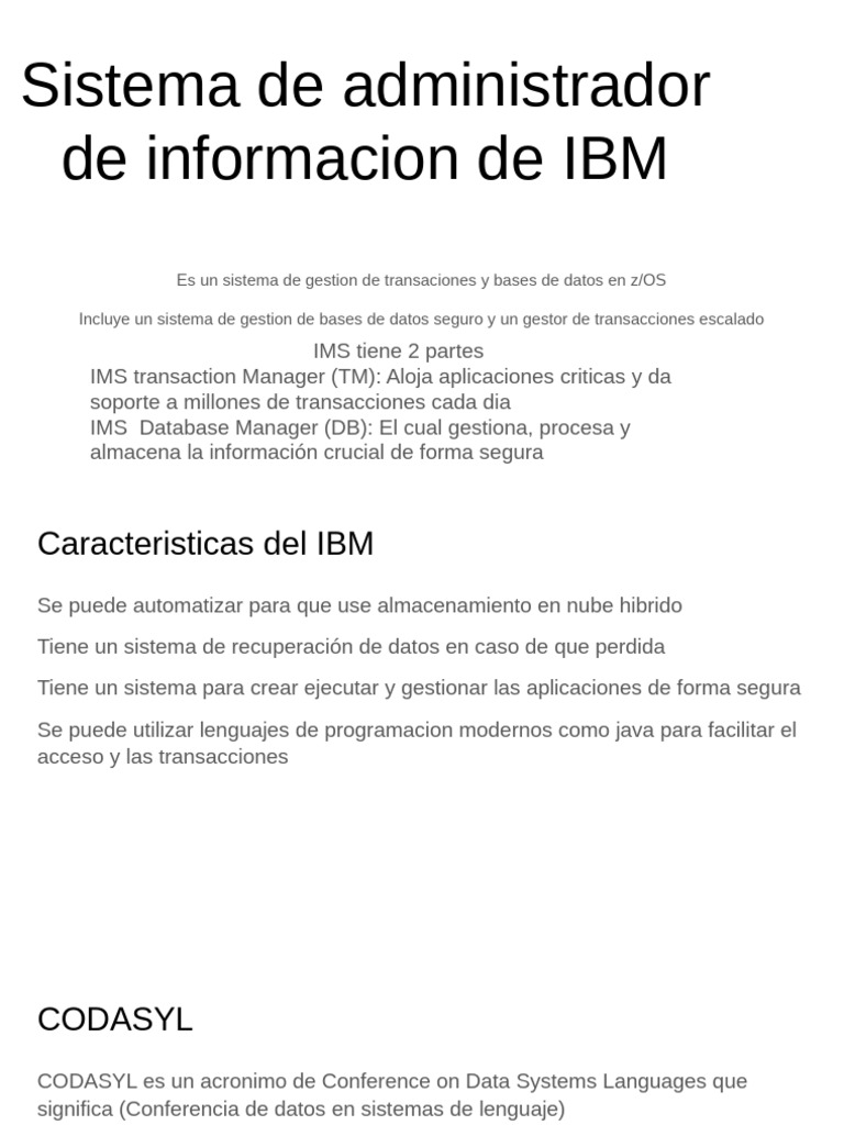 Sistema IMS de IBM y Modelo CODASYL | PDF