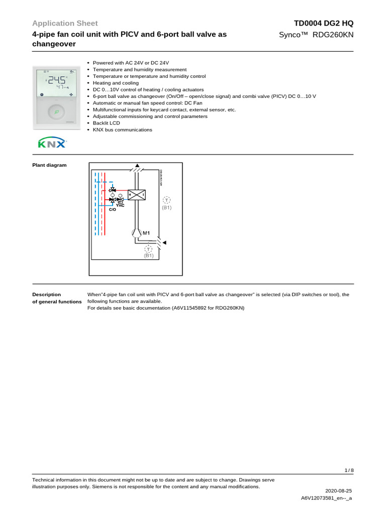 rdg260kn 2 Application Sheet en | PDF | Valve | Thermostat