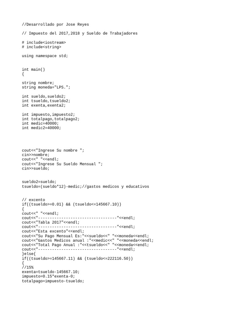 Impuesto Sobre Renta Uth Tarea | PDF | Programación de computadoras | Ingeniería de software