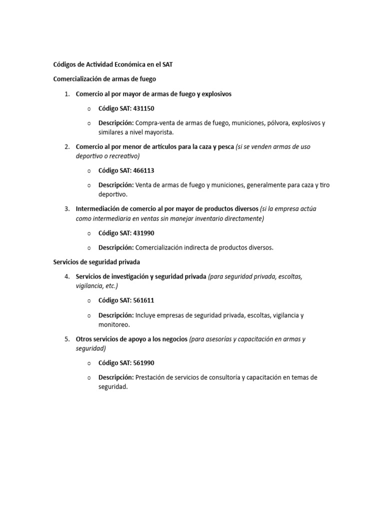 Códigos de Actividad Económica en El SAT | PDF