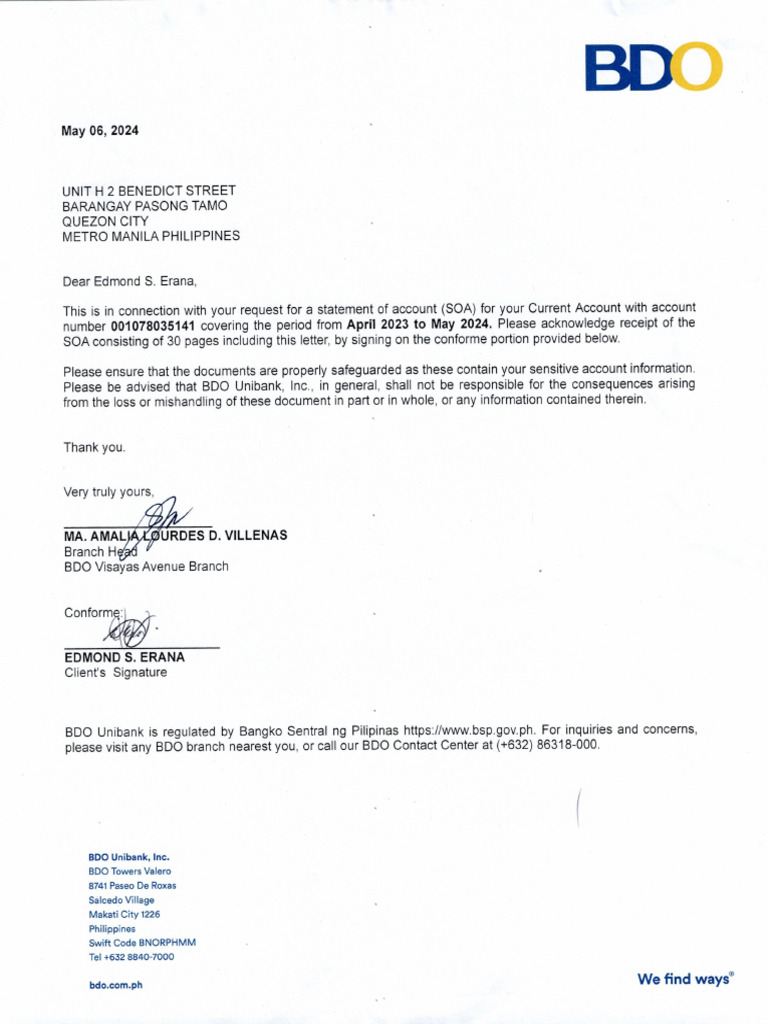 BDO Statement of Account Esmon Accounting Services 2 | PDF