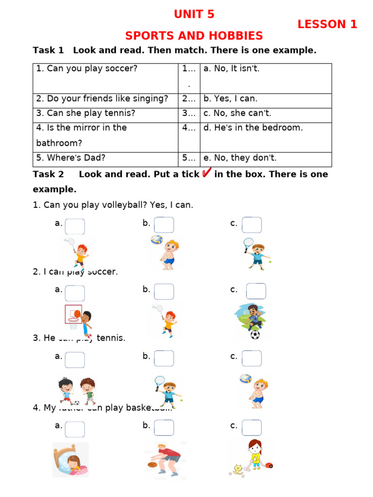 Sports and Hobbies Learning Activities | PDF | Toys