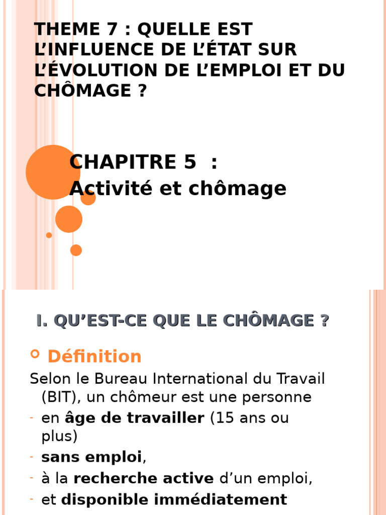 CH5 Activité et chômage | PDF | Chômage | Main-d'œuvre