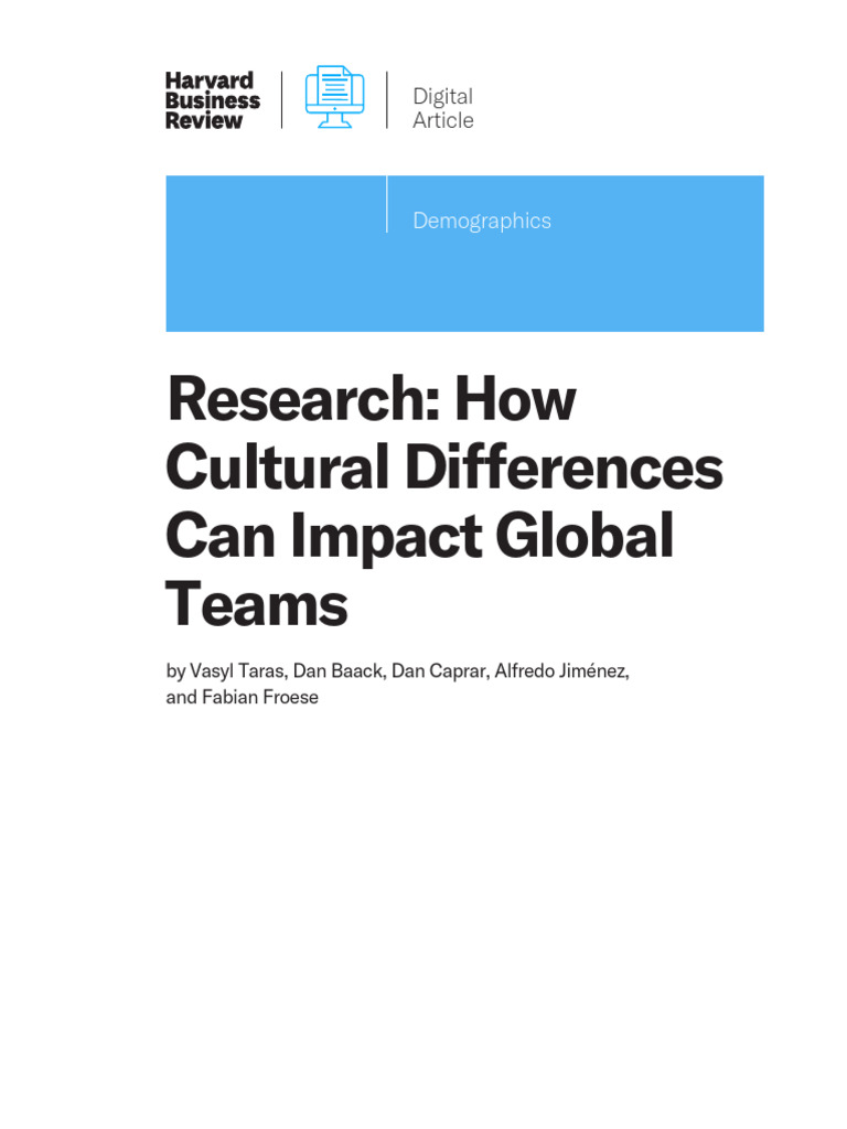 Research - How Cultural Differences Can Impact Global Teams | PDF ...