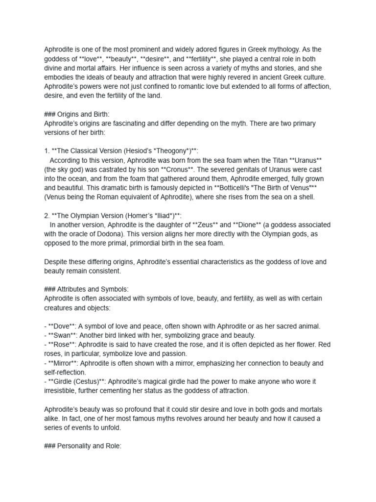 Aphrodite | PDF | Aphrodite | Greek Mythology