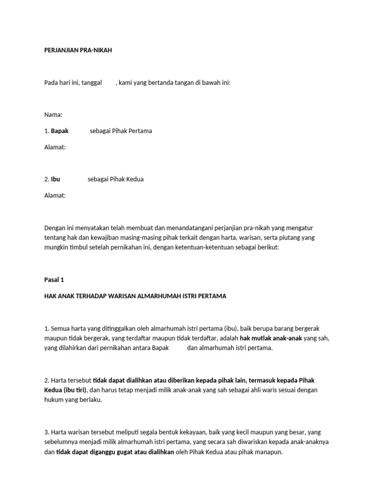 Perjanjian Pra Nikah | PDF