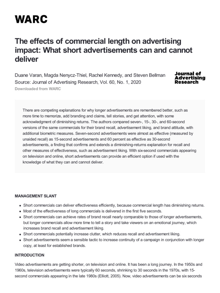 The Effects of Commercial Length | PDF | Brand | Advertising