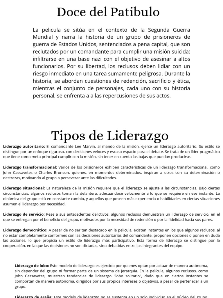 Liderazgo en "Doce del Patíbulo" | PDF | Liderazgo | Psicología Social