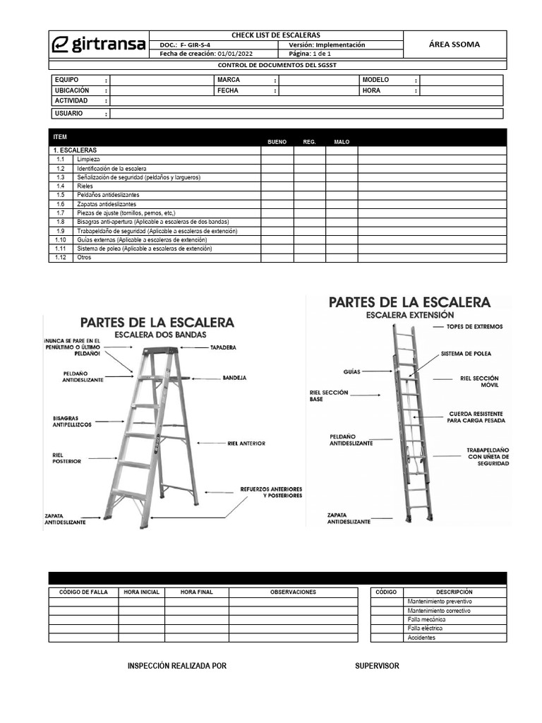 Check List de Escaleras (Estandarizado) Ok | PDF