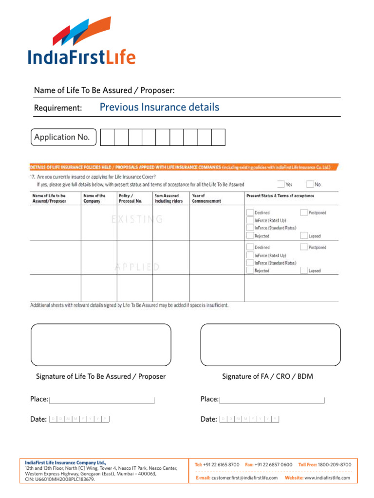 Previous-Insurance-Declaration-Group PDF Coredownload Inline | PDF