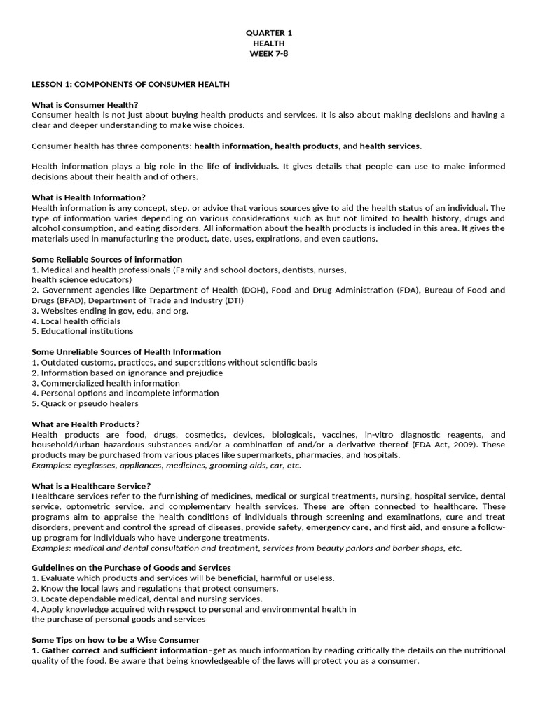 QUARTER 1-Health-10-W7-8-Handout | PDF | Health Care | Acupressure