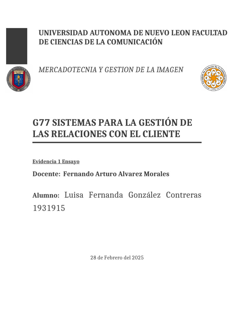 SGRP Ensayo LFGC | PDF | Gestión de la relación con el cliente | Marketing
