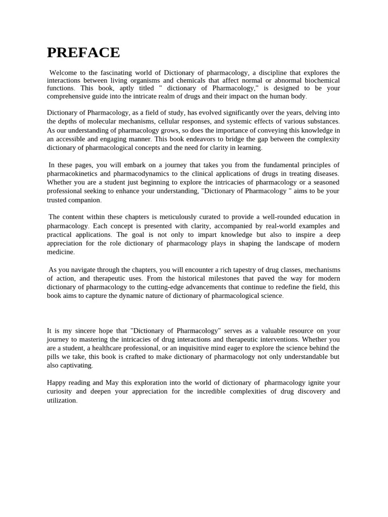 Preface And Acknowledgement Pdf Pharmacology