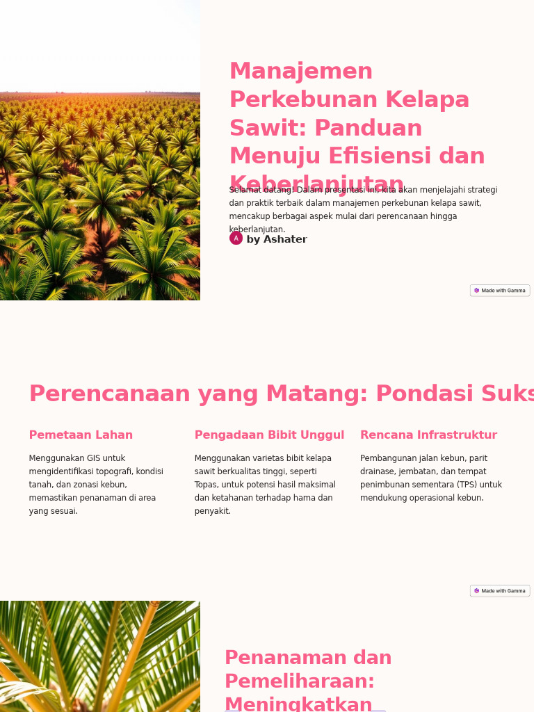 Manajemen Perkebunan Kelapa Sawit Panduan Menuju Efisiensi Dan Keberlanjutan | PDF
