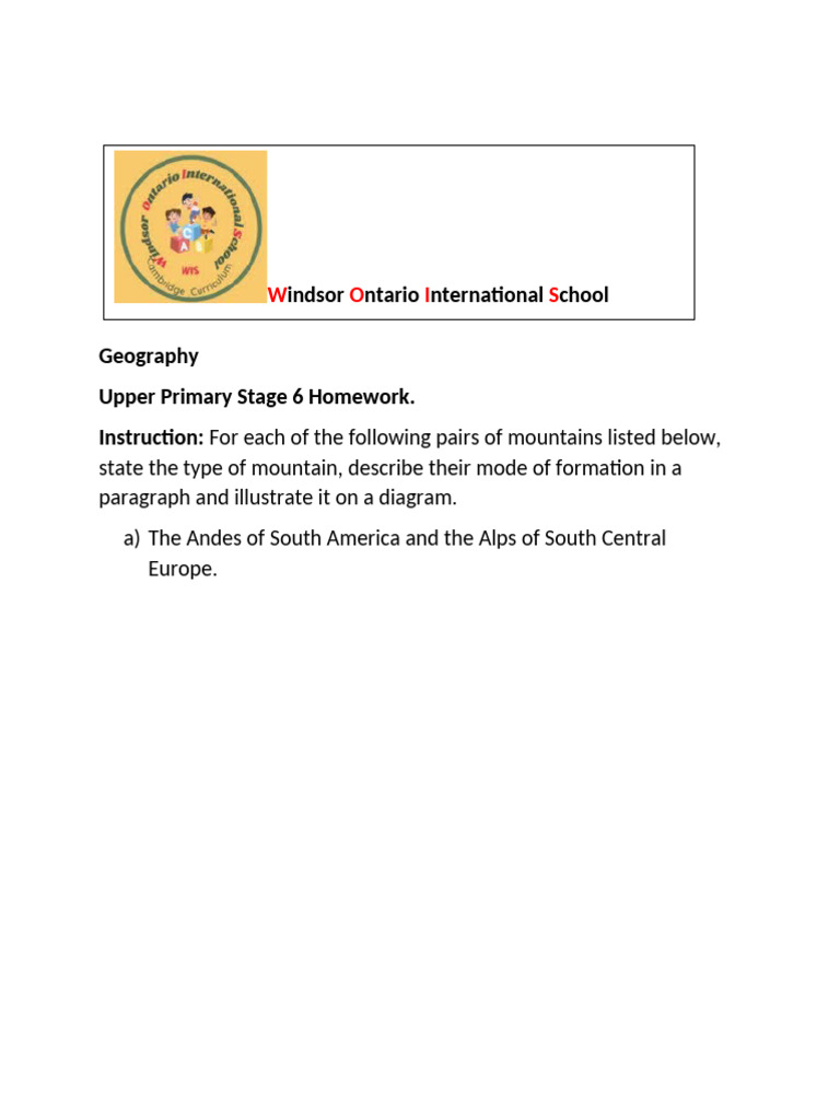 Mountain Types and Formation Homework | PDF