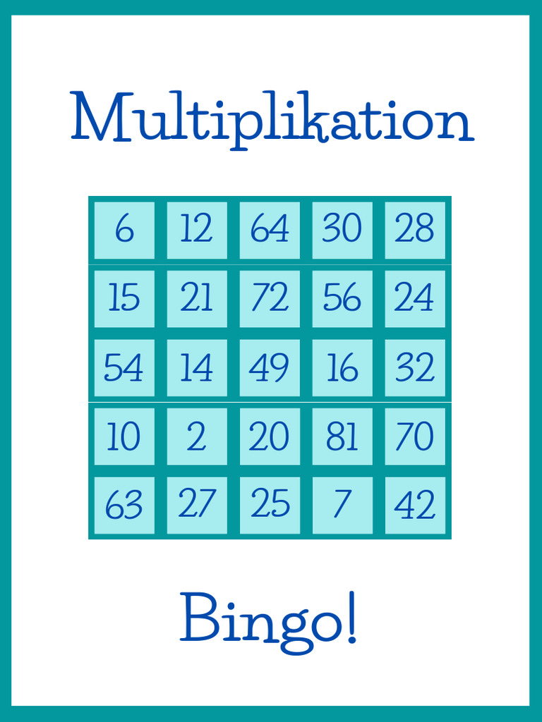 Multiplication Bingo Game Maths Activity | PDF