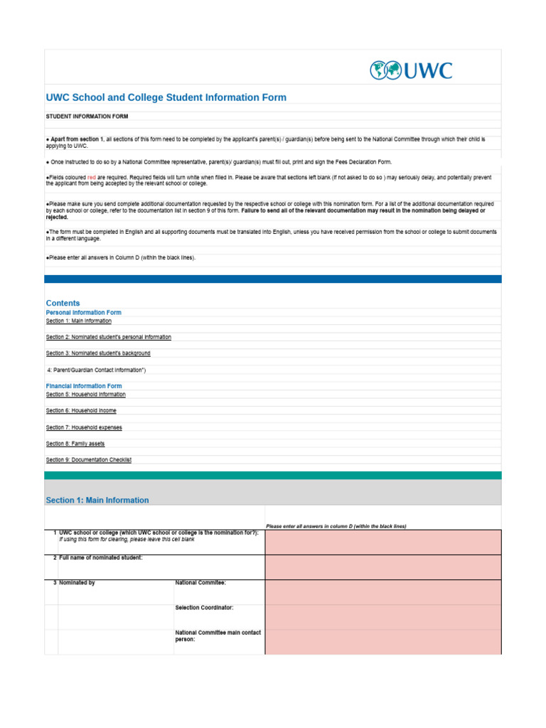 Claudio Acebo - UWC Student Information Form EXT | PDF | Mortgages ...