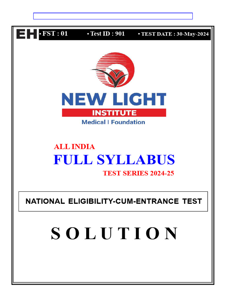 FST-1 (30-May-2024) (EH) Solution(1) | PDF | Physical Quantities | Electricity